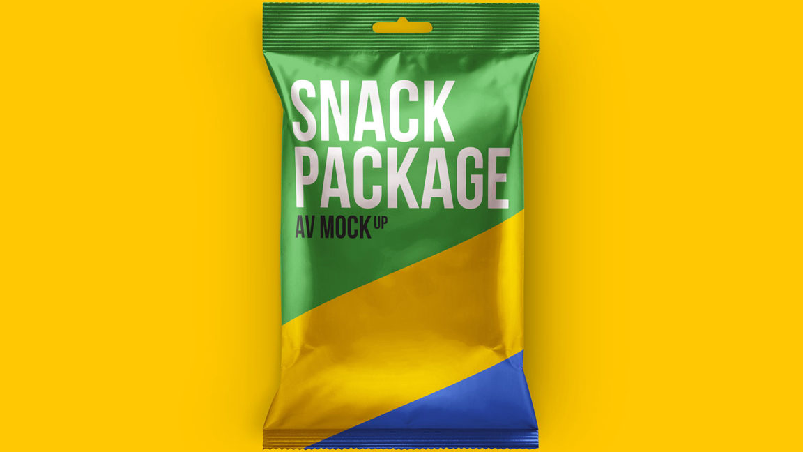 Snack Packet Packaging Mockup with Hanging Hole - PsFiles