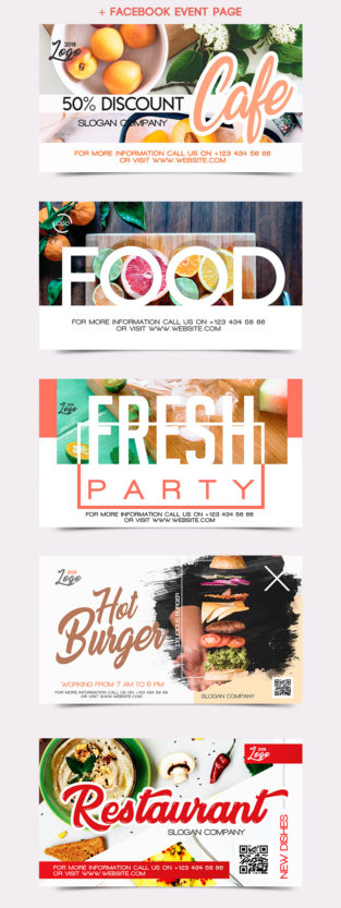 5 Free Food Flyer + Facebook Cover Bundle in PSD - PsFiles
