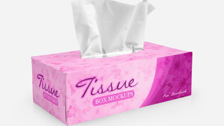 Free Premium Tissue Paper Box Mockup - PsFiles