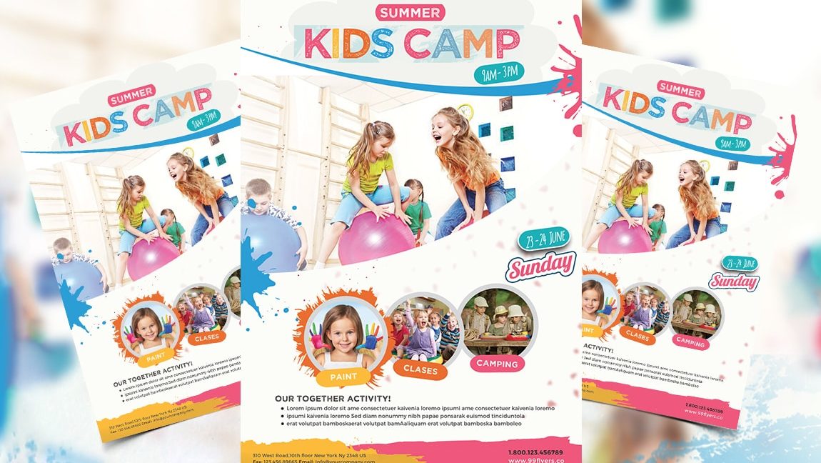 Free Kids Summer Camp PSD Flyer for Pre Schools - PsFiles
