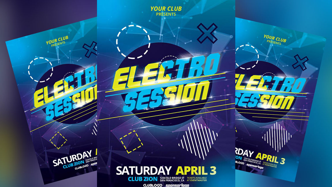Free Minimal Electro Free Flyer, Poster, FB Cover PSD Template - PsFiles
