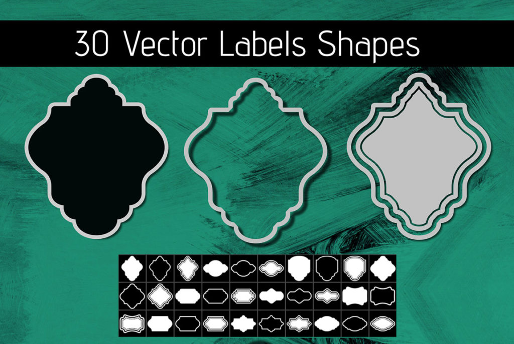 30 Label and Frame Shapes - Photoshop Custom Shapes - PsFiles