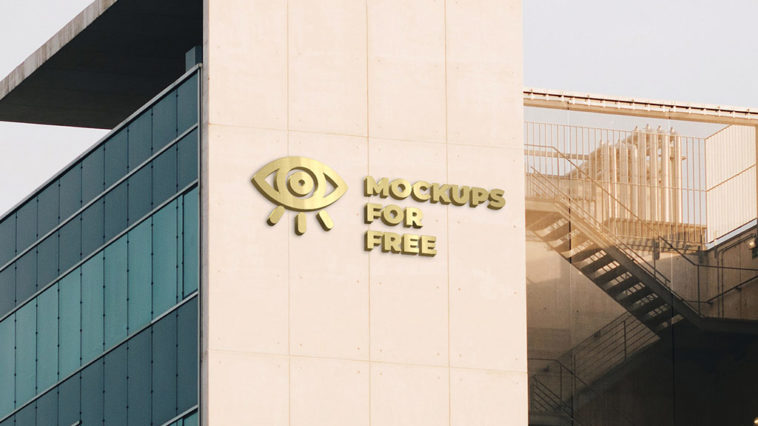 Free Square Building Sign Mockup PSD - PsFiles