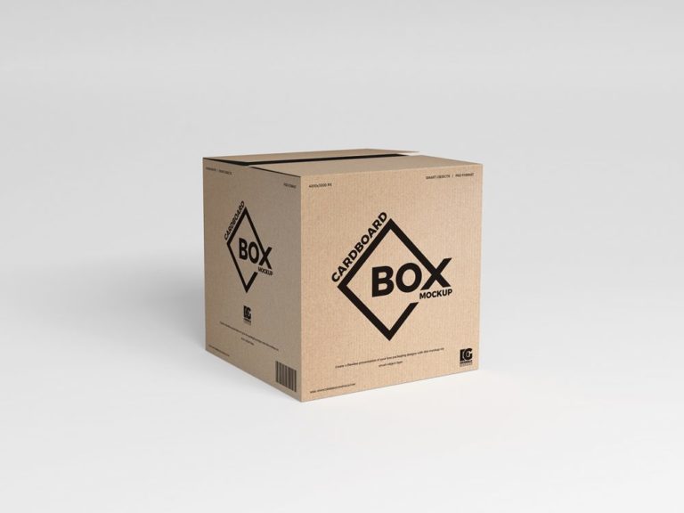 Free Square Cardboard Box Design Mockup - PsFiles