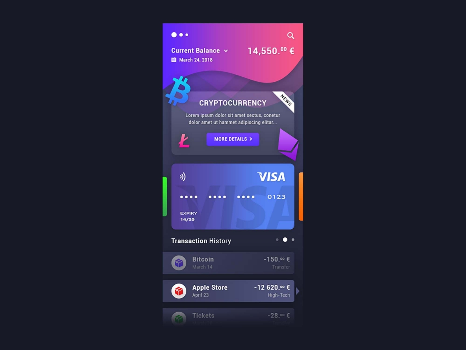 Free Cryptocurrency App PSD Template Download - PsFiles
