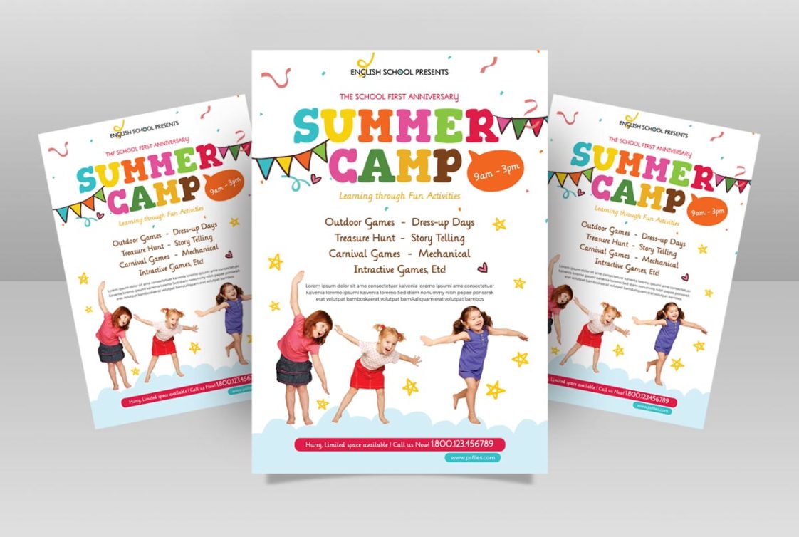 Free Kids Summer Camp PSD Flyer for Pre Schools - PsFiles