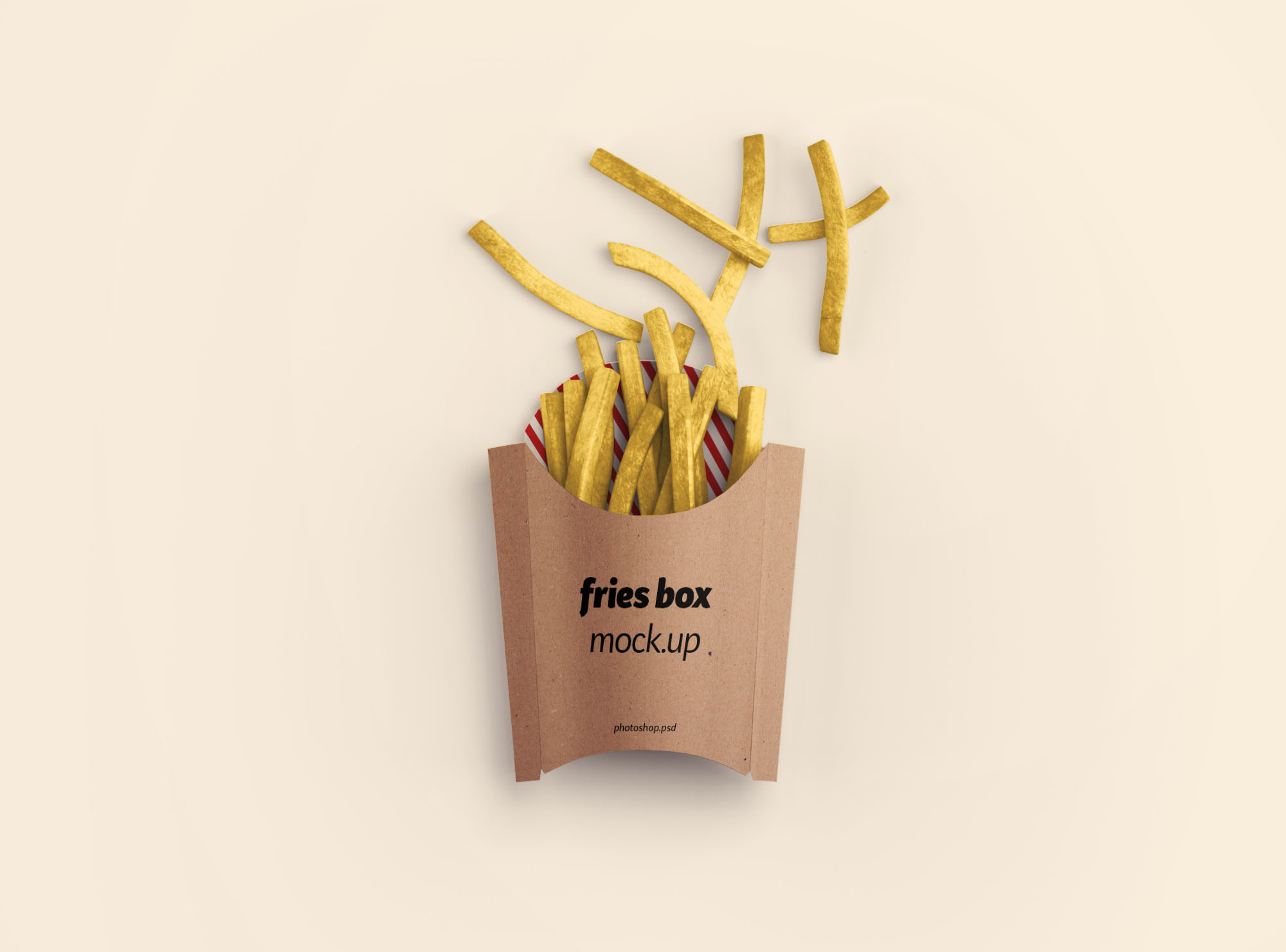 Free Fries Package Box PSD Mockup - PsFiles