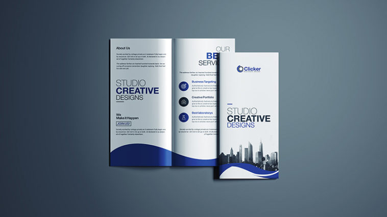 Download Free Landscape DL Bi-Fold Brochure Mockup PSD File - PsFiles