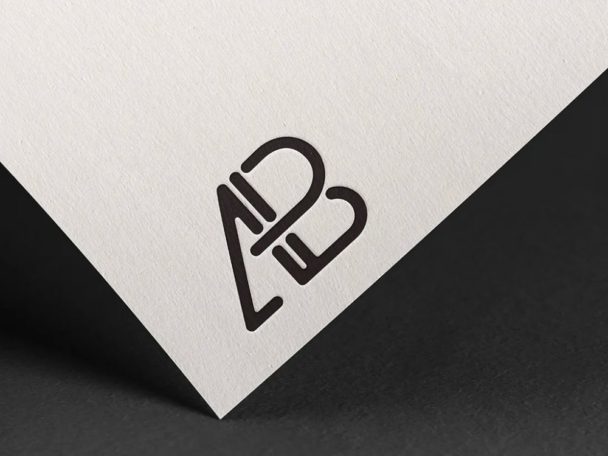 Embossed Logo on White Paper Mockup PSD - PsFiles