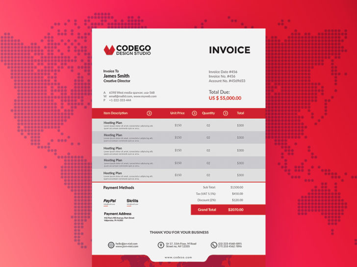 Free Web Designer Invoice Template PSD - PsFiles