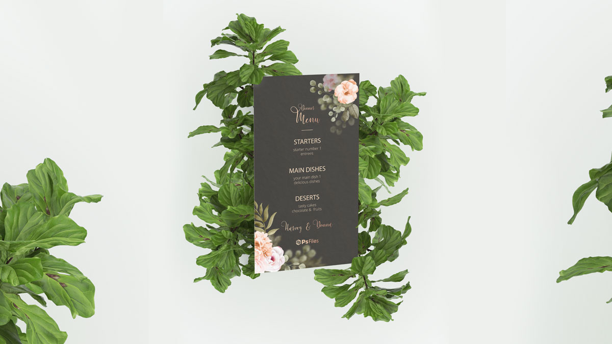 Free Gravity Invitation Card with Plant Mockup PSD - PsFiles