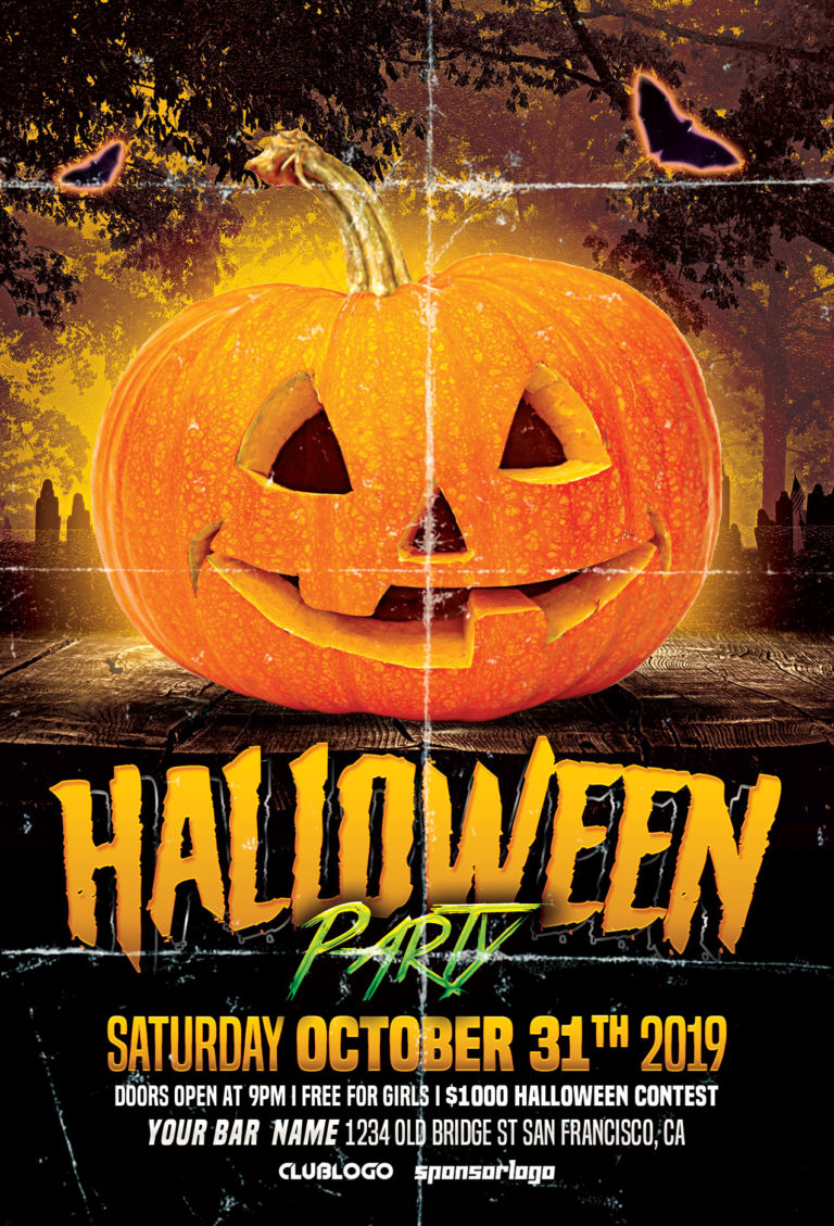 Free Halloween Club Party Free PSD Flyer Template - PsFiles