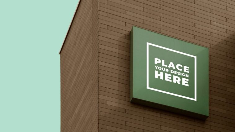 Free Building Logo Sign Mockup PSD - PsFiles