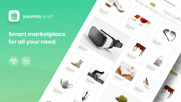 Marketplace Website UI Kit PSD - PsFiles
