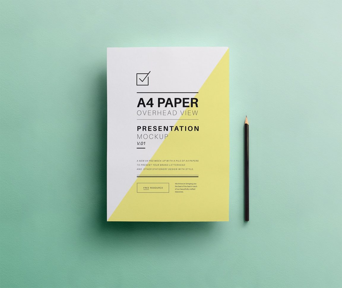 Free PSD A4 Overhead Paper Mock-Up - PsFiles