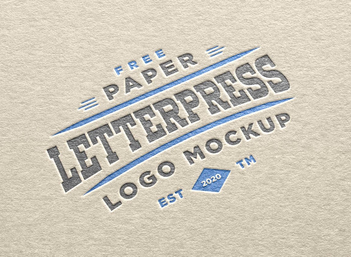 Free Paper Letterpress Logo Mockup - PsFiles