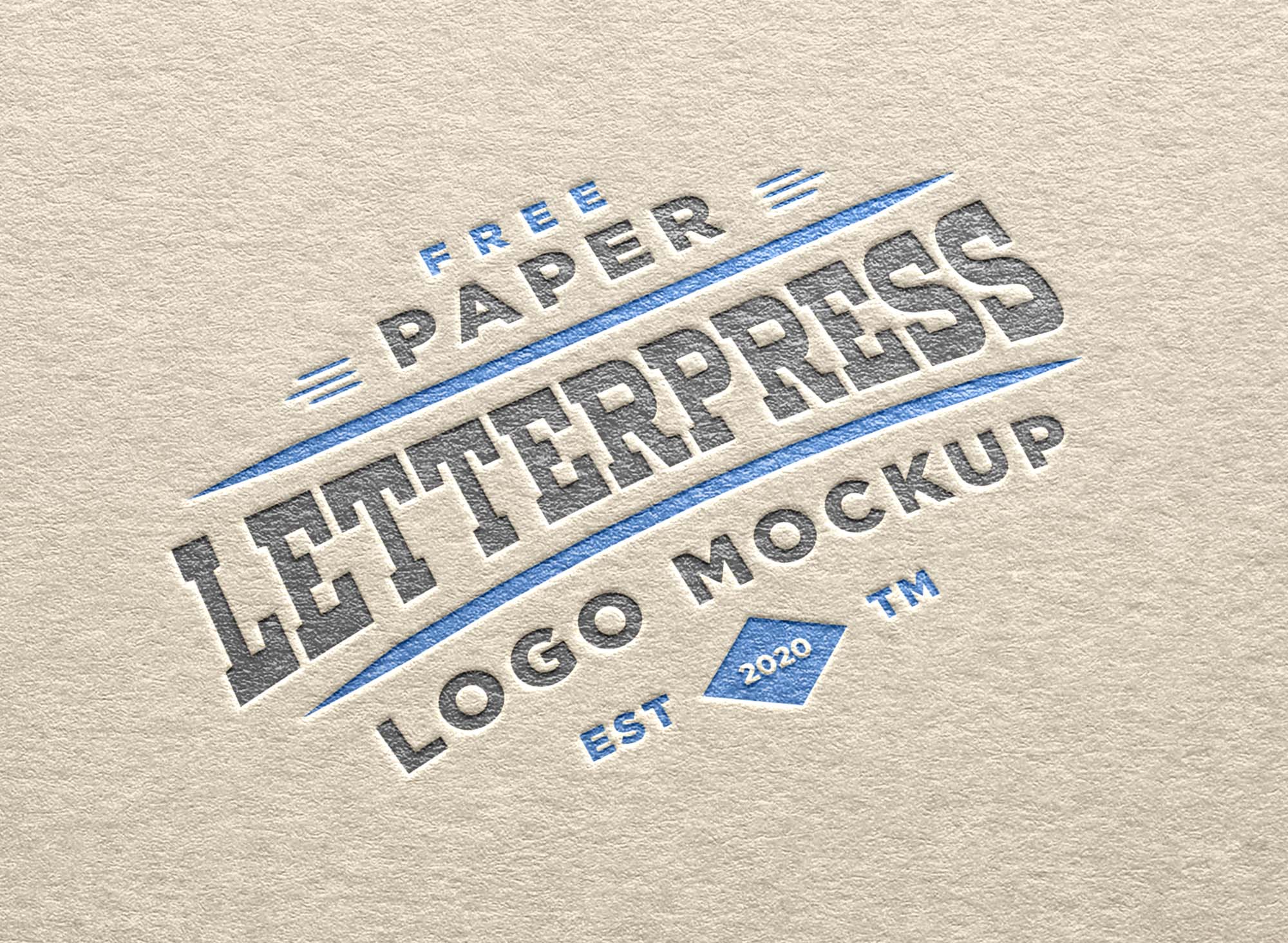Free Paper Letterpress Logo Mockup - PsFiles