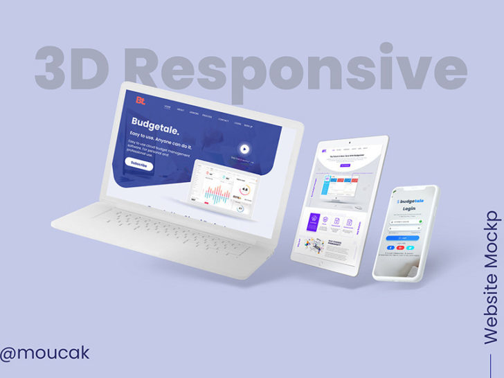 3D Responsive Website Design Mockup PSD - PsFiles