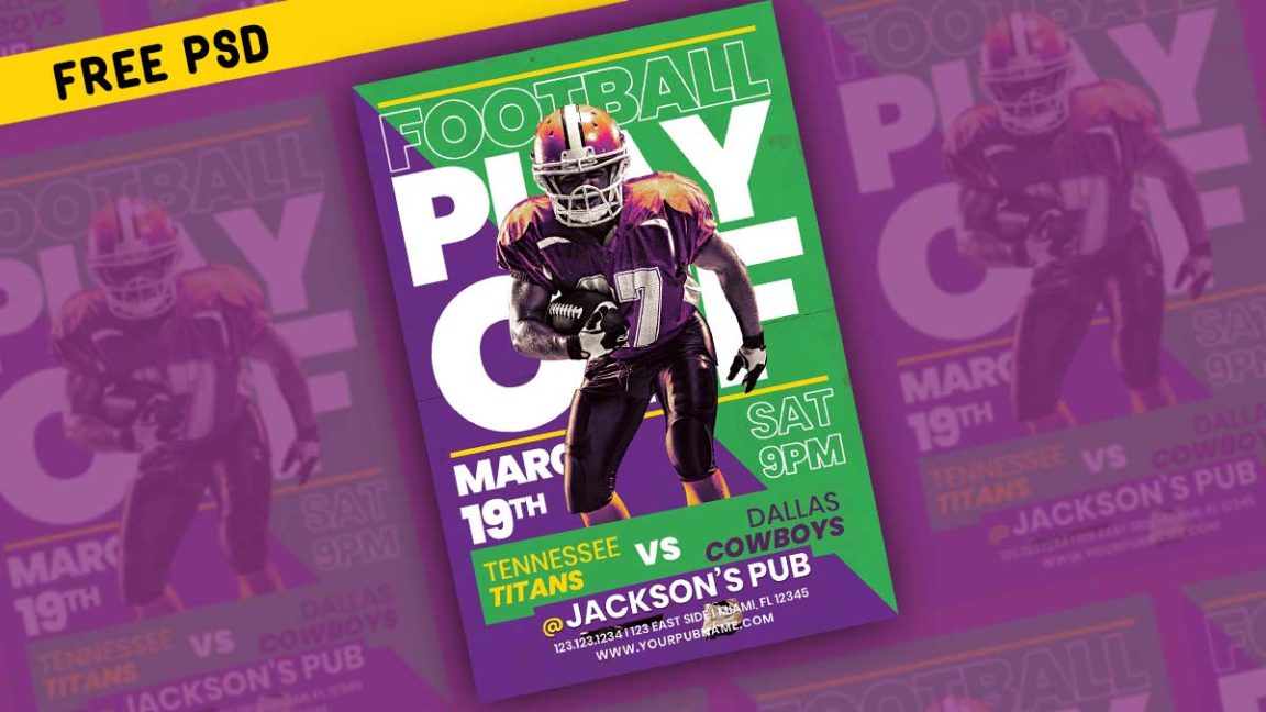 Free American Football Main Event Flyer PSD Template - PsFiles