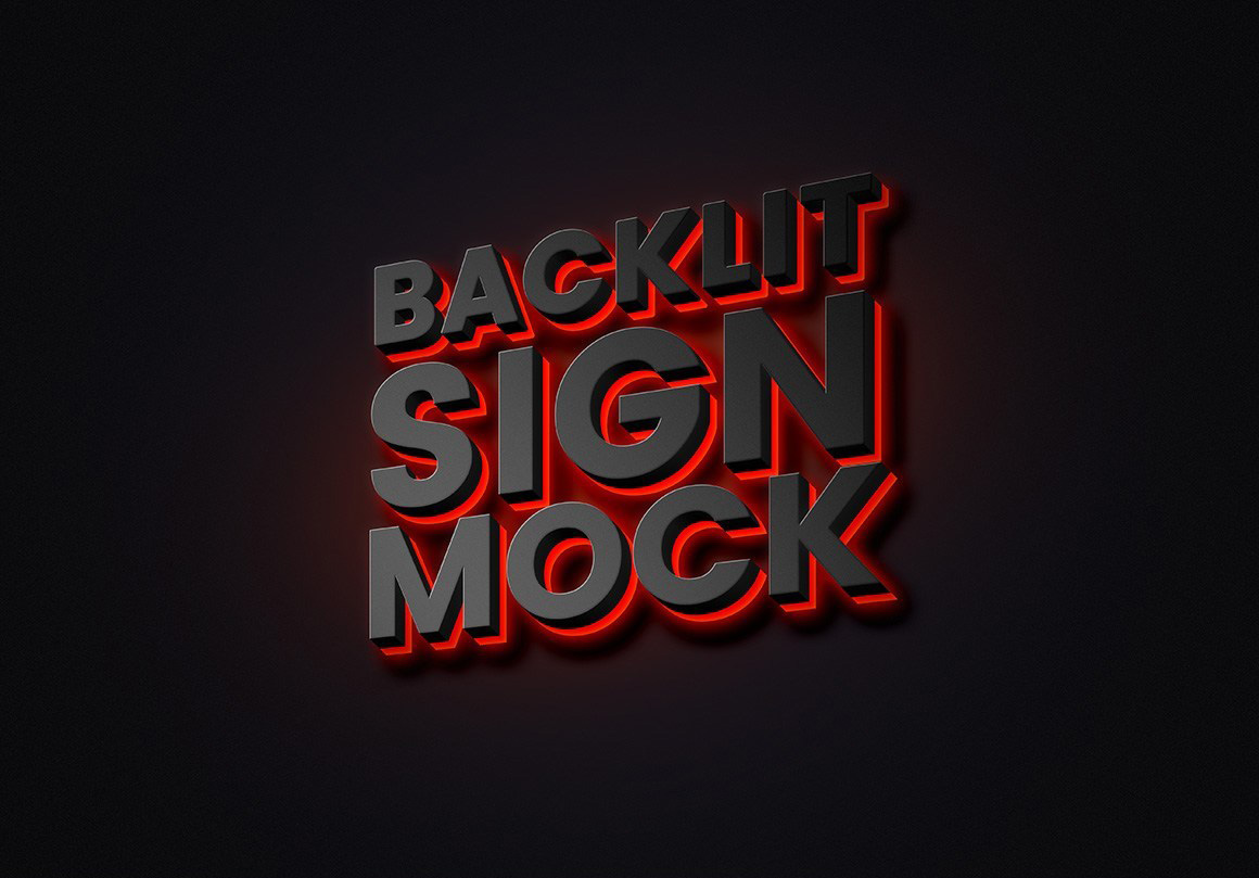Backlit Sign Text Effects Mockup - PsFiles