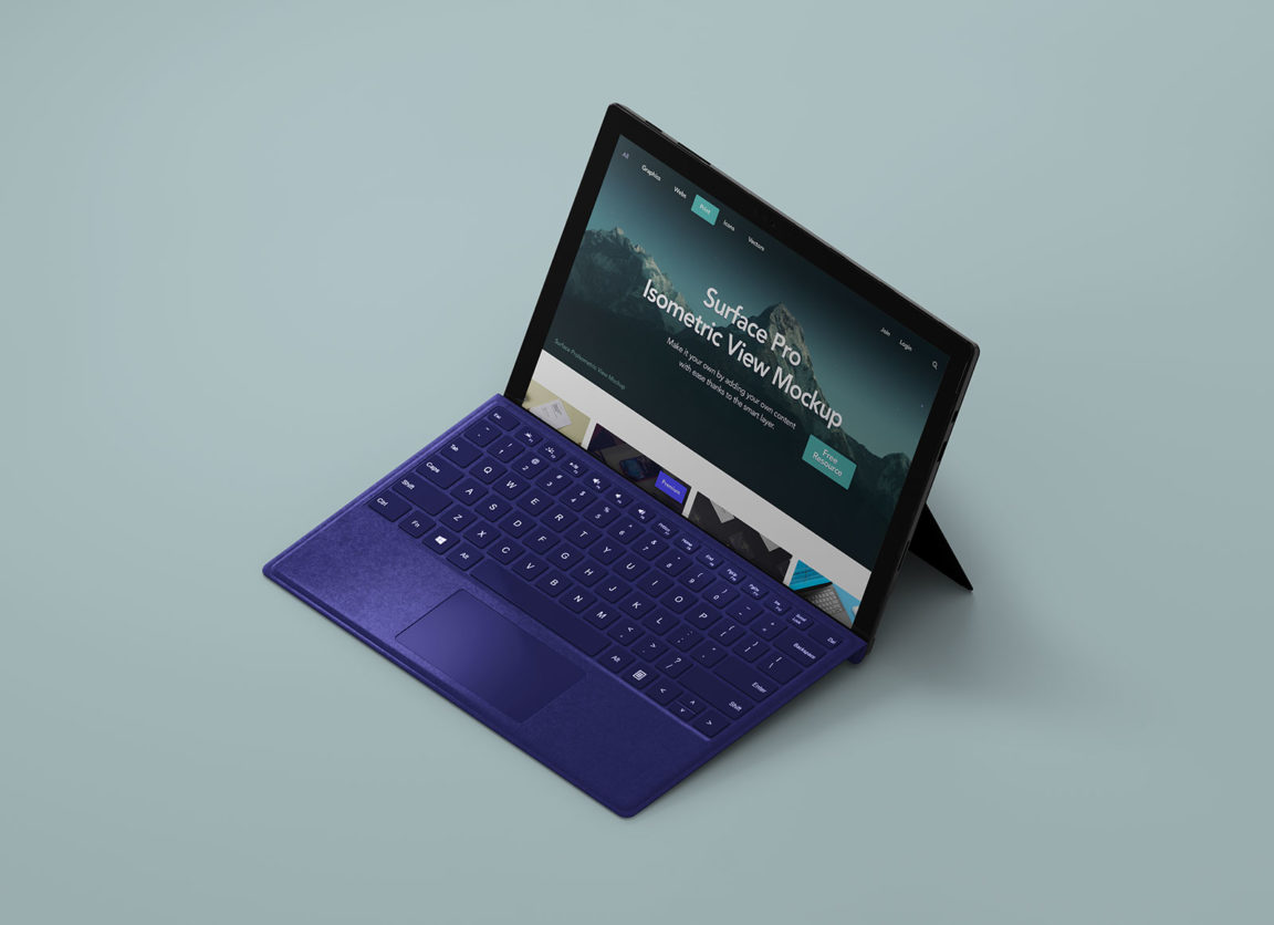 Free Isometric Microsoft Surface Pro Mockup PSD - PsFiles