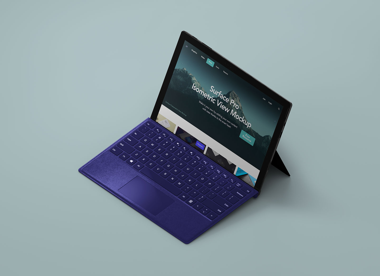 Free Isometric Microsoft Surface Pro Mockup PSD - PsFiles