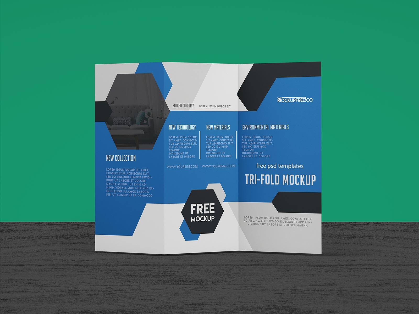 Free Tri-Fold Brochure Mockup 2 PSD File - PsFiles