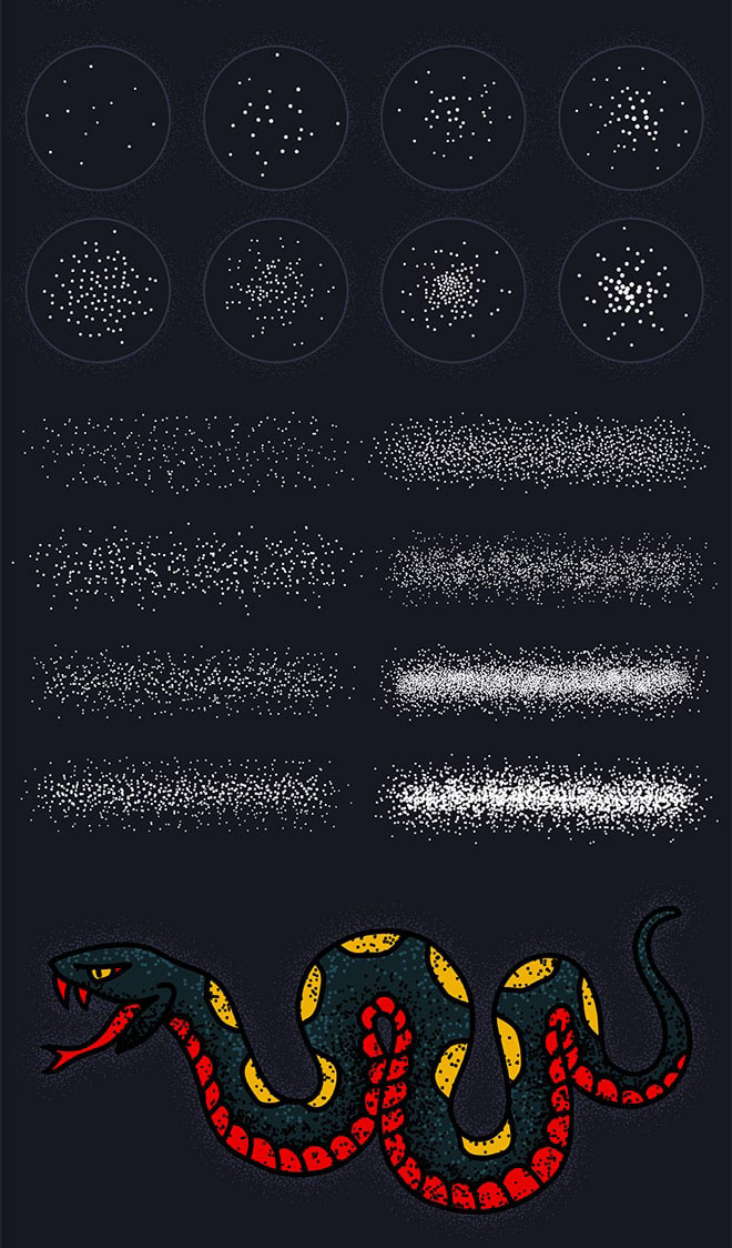 Free Pack of Stipple Shading Photoshop Brushes - PsFiles