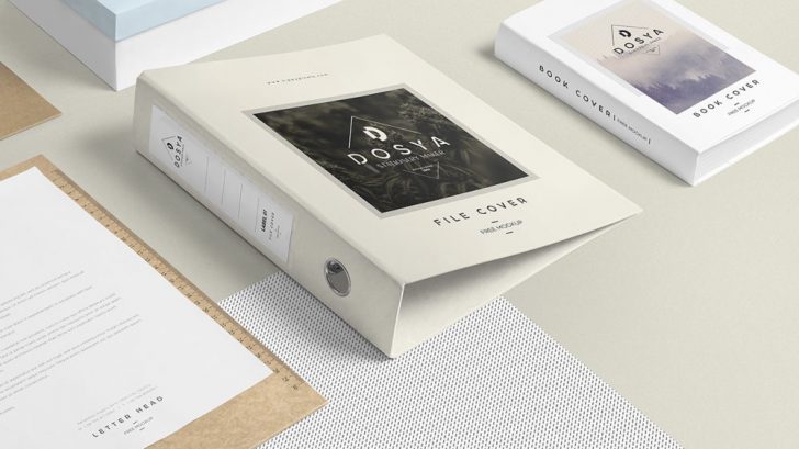 Free Mockup Featuring Two Binders Cover and Spine View - PsFiles