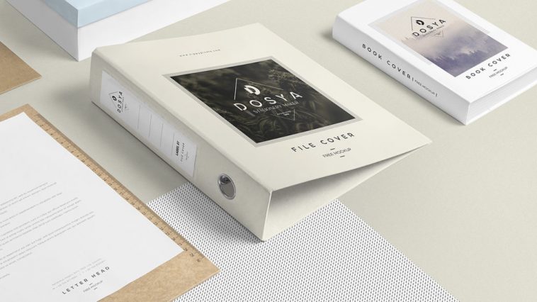 Free Mockup Featuring Two Binders Cover and Spine View - PsFiles