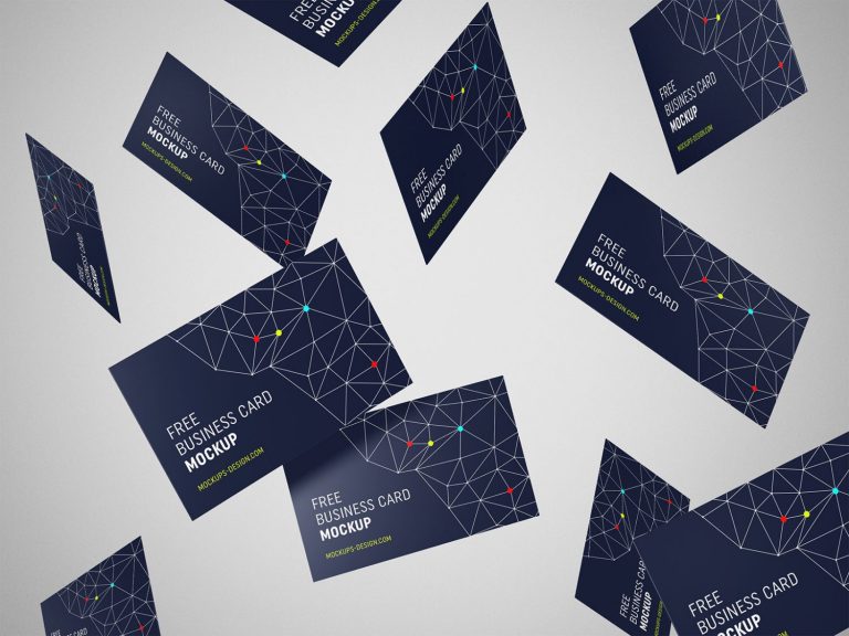 Free Falling Business Cards Mockup - PsFiles