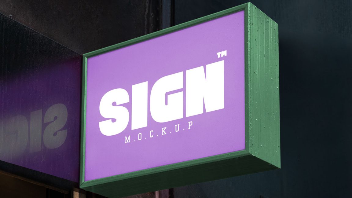 Free Vertical Wall mounted Logo Sign Board Mockup PSD - PsFiles