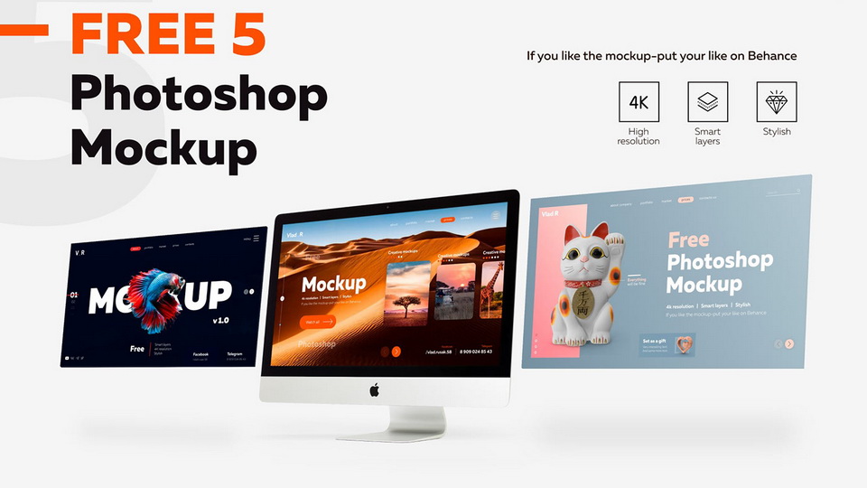 Free 5 iMac Mockups PSD - Free PSD Mockups | PsFiles