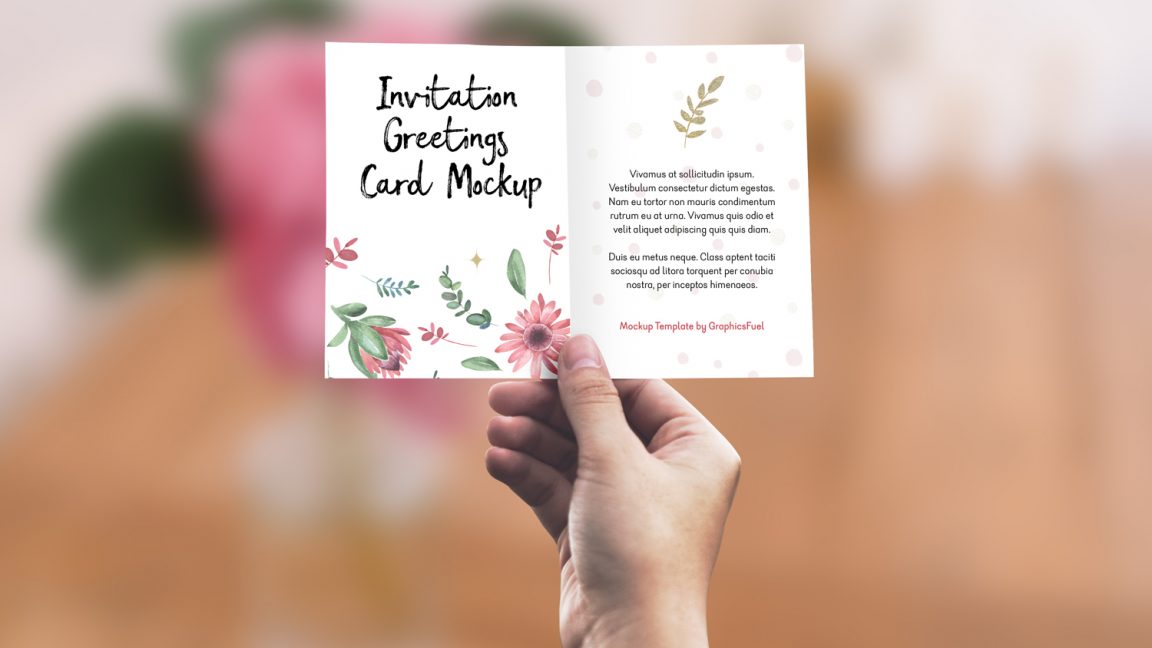 Free Hand Holding Invitation Card Mockup 2 PSD - PsFiles