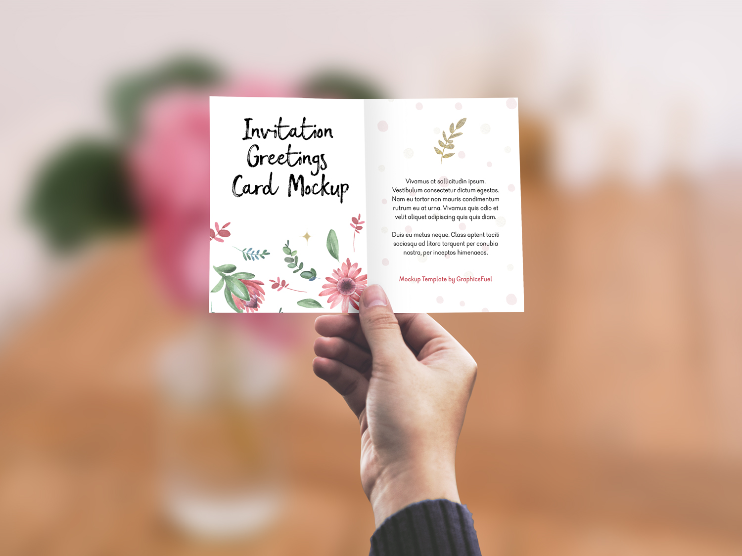 Free Invitation/Greeting Card in Hand Mockup PSD - PsFiles