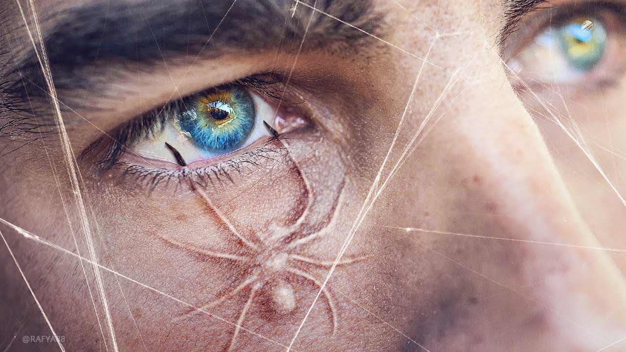 Cinematic Style Spider Inside Skin Photo Effect Photoshop Tutorial ...