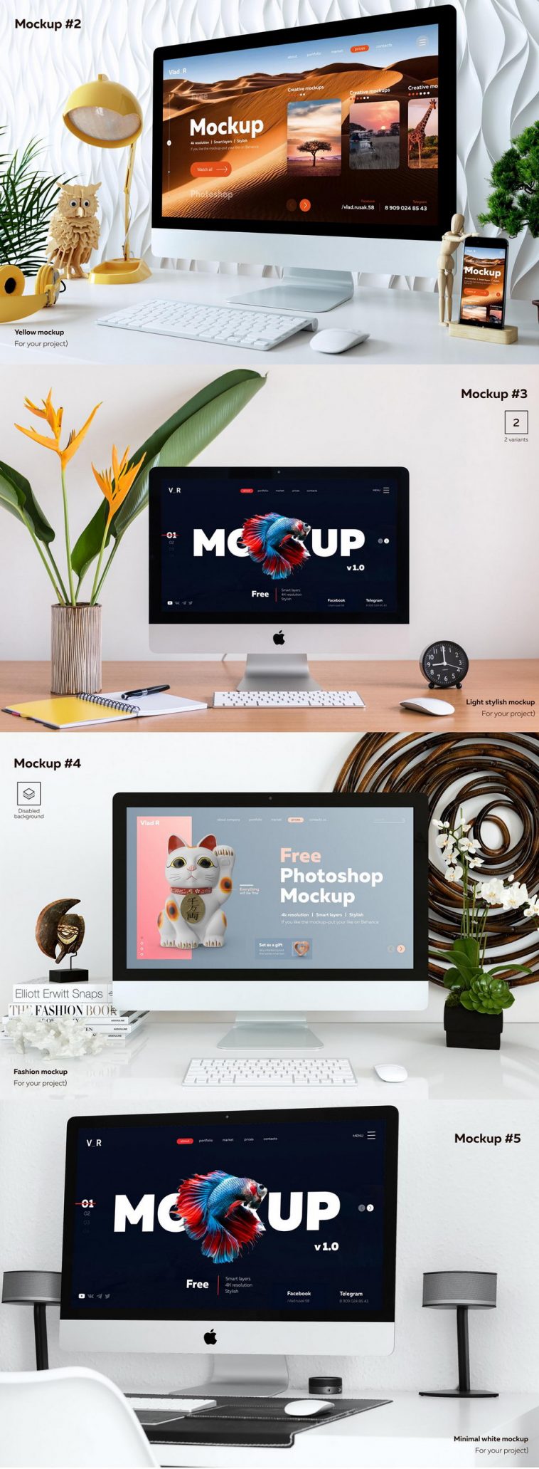 Free 5 iMac Mockups PSD - Free PSD Mockups | PsFiles