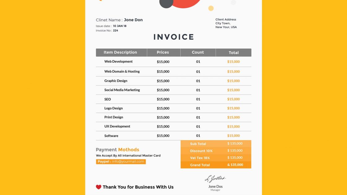 Free Web Designer Invoice Template PSD - PsFiles
