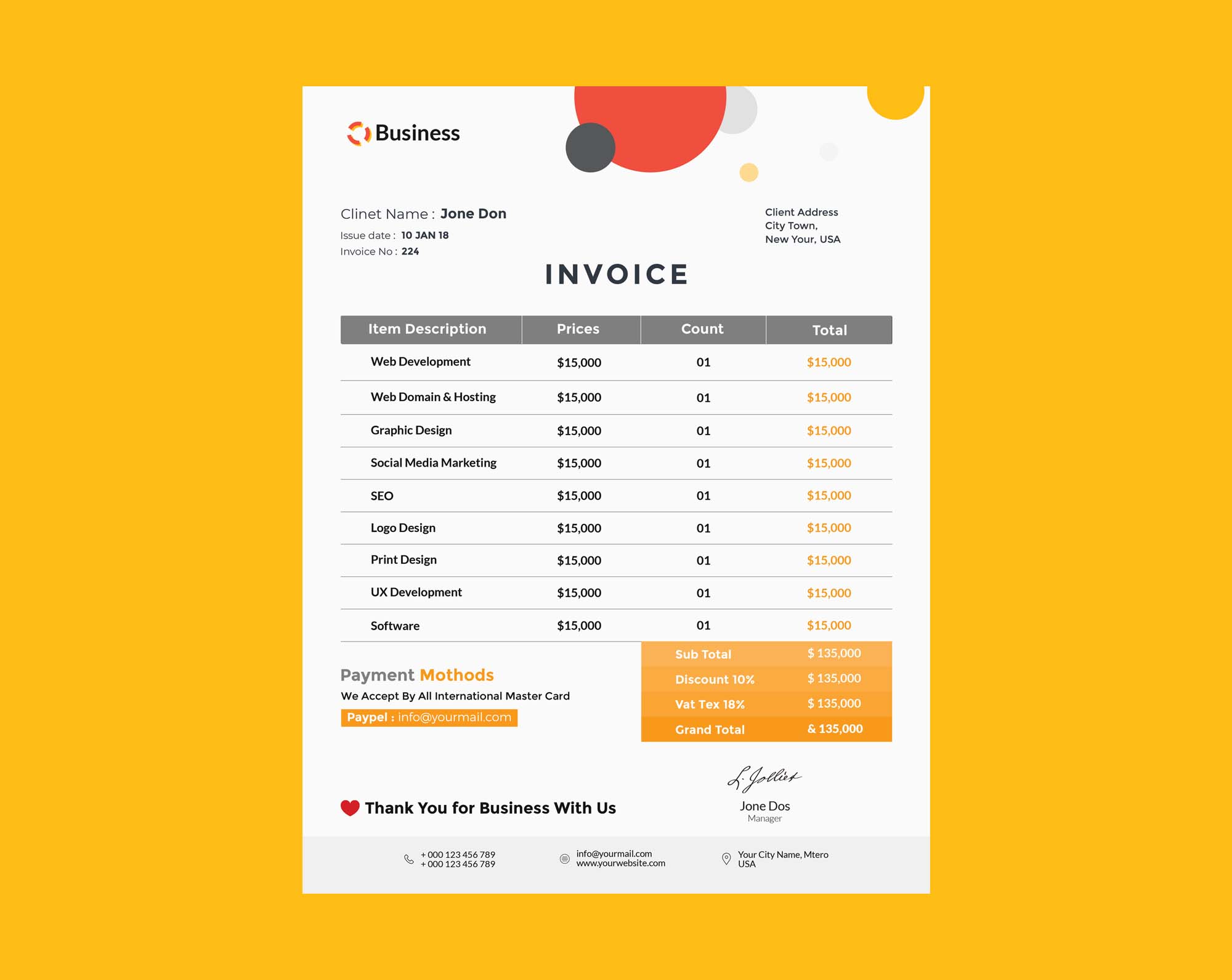 Free Branding Agency Invoice PSD Templates - PsFiles