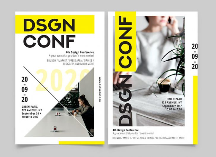 Free Design Conference Poster Template PSD + AI, EPS - PsFiles