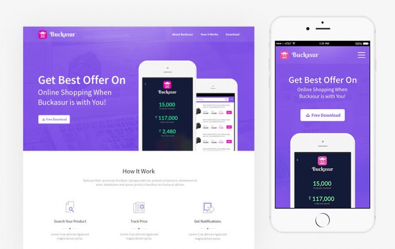 Price Tracking Mobile Application Website PSD Template - PsFiles