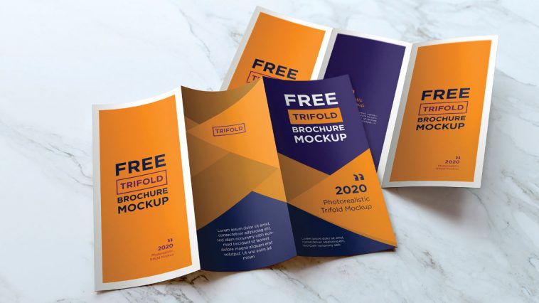 Free DL Three Fold Brochure Mockups PSD set - Free Photoshop Files
