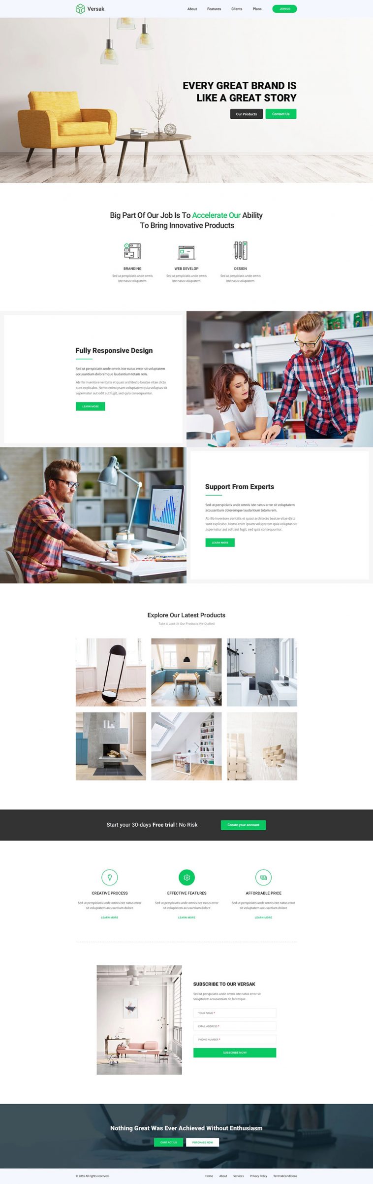 Free Creative Furniture Design Free PSD Landing Page Template - PsFiles
