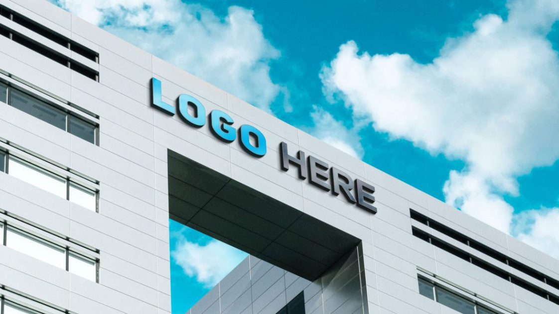 Free Building Logo Sign Mockup PSD - PsFiles