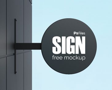 3 Free Realistic Round Wall Mounted Signage Mockup - PsFiles