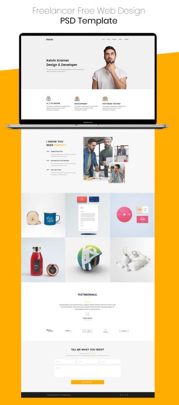 Free Freelancer Web Design PSD Template - PsFiles
