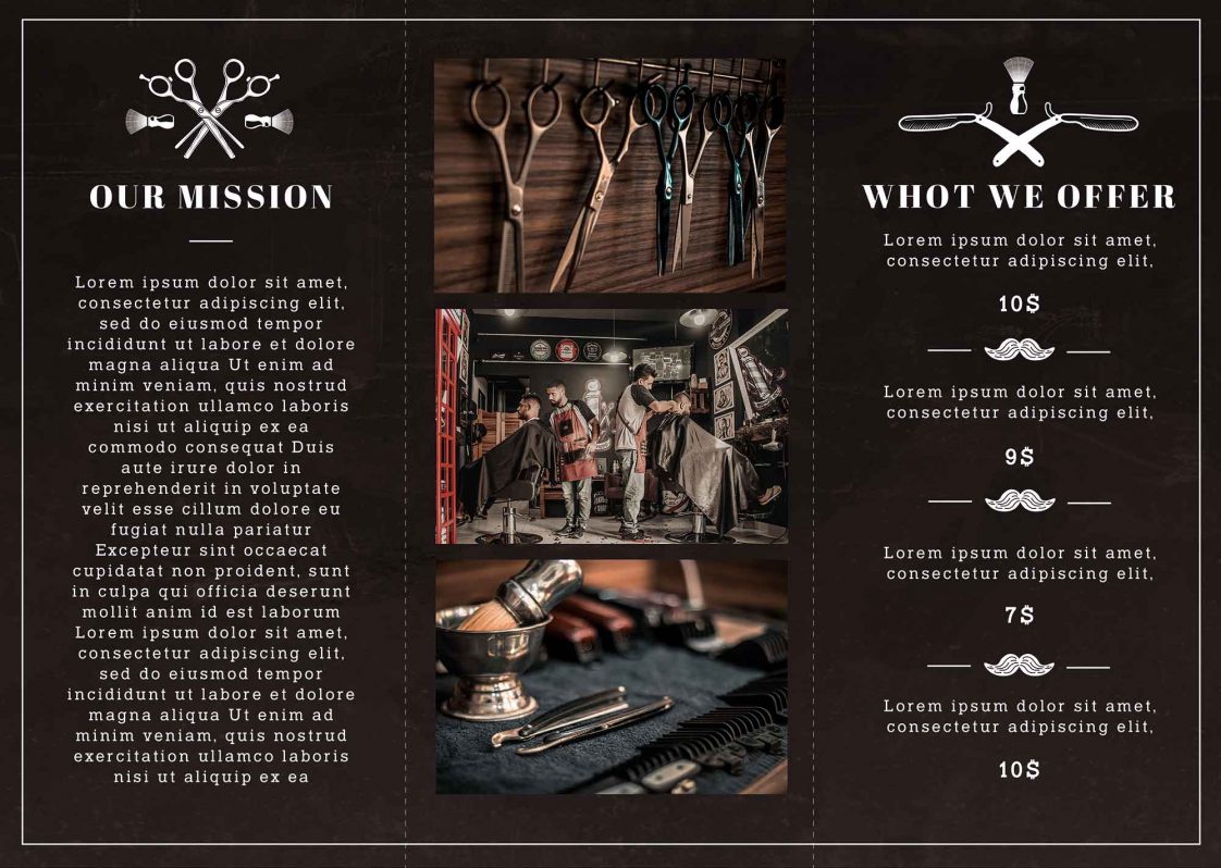 Free Barbershop Trifold Brochure PSD Template - PsFiles