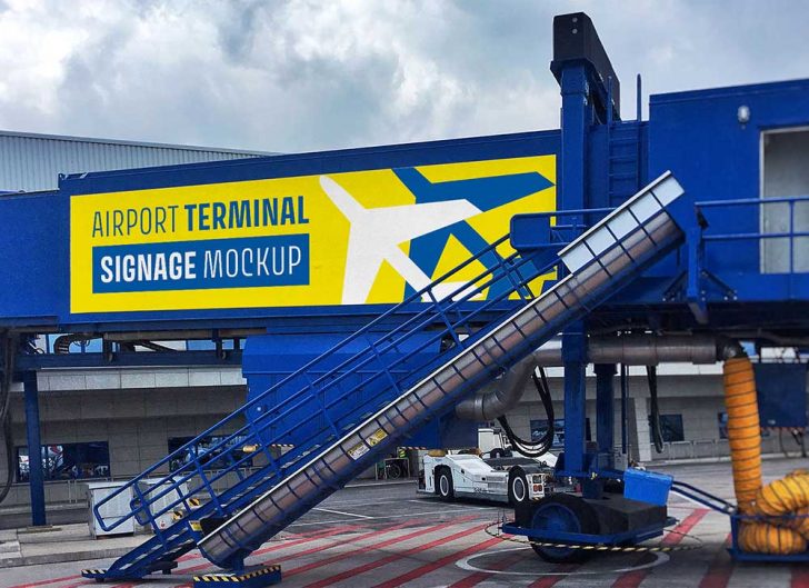 Airport Terminal Signage Mockup PSD - PsFiles