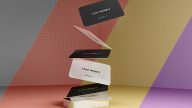 Free Falling Business Cards Mockup PSD - PsFiles