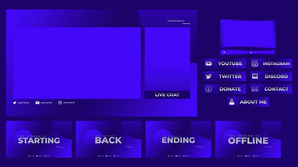 Free Twitch Stream Overlay Pack PSD Template - PsFiles